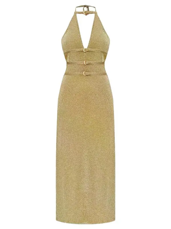 Cult Gaia Halterneck Buckled Midi Dress - Yellow