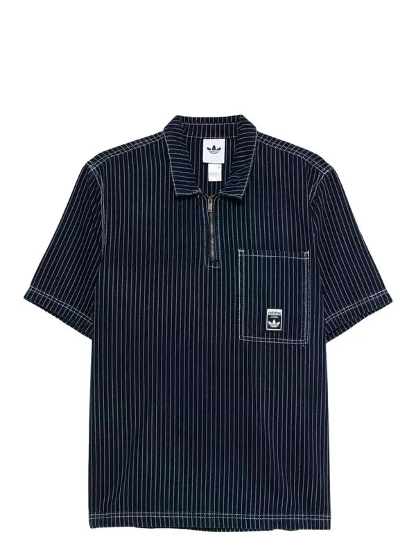 Adidas Wabash Pinstripe Half-zip Polo Shirt - Blue