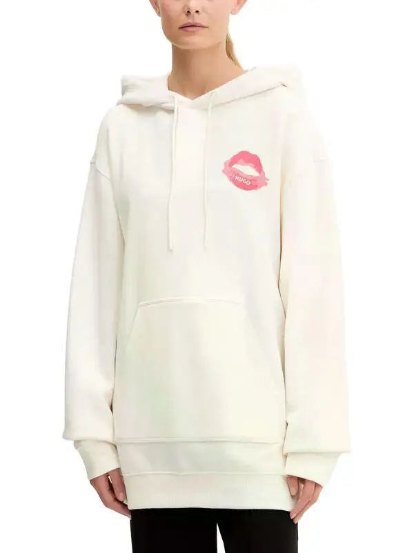 Hugo Lips Print Hoodie - White