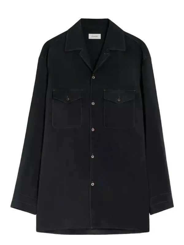 LEMAIRE Notched-collar Fla-pocket Shirt - Black