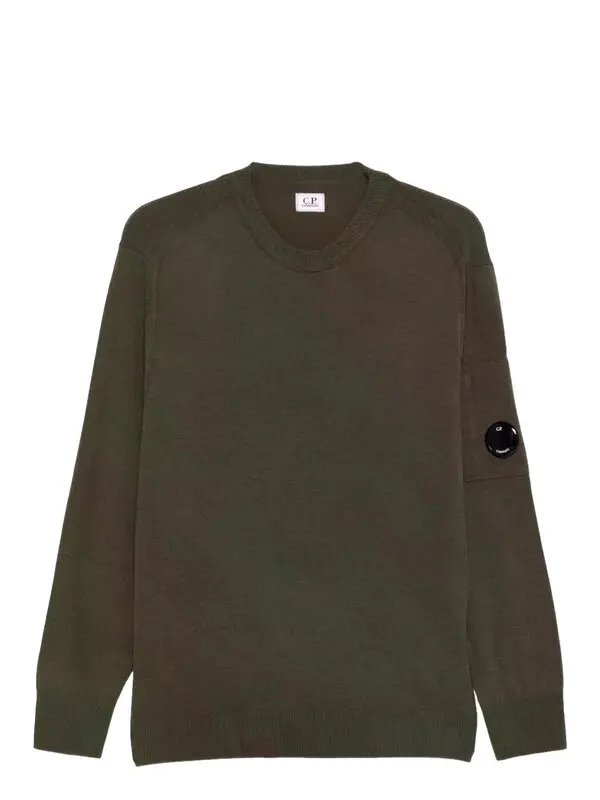 C.P. COMPANY Crew-neck Sweater With Lens Detail - Green