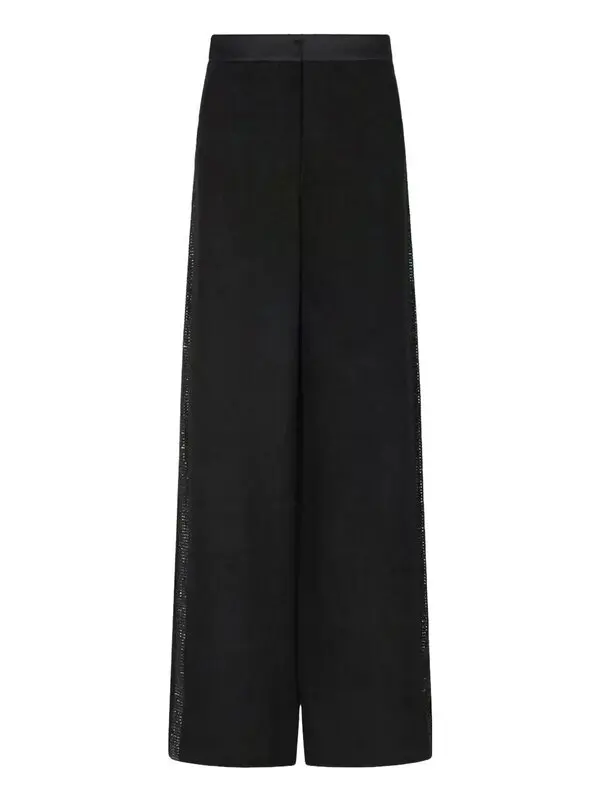 Giorgio Armani Rhinestone-detail Silk Trousers - Black