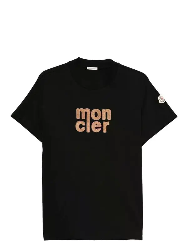 Moncler Logo-embroidered T-shirt - Black