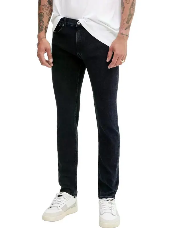 Hugo Five-pocket Jeans With Leather Patch - Black