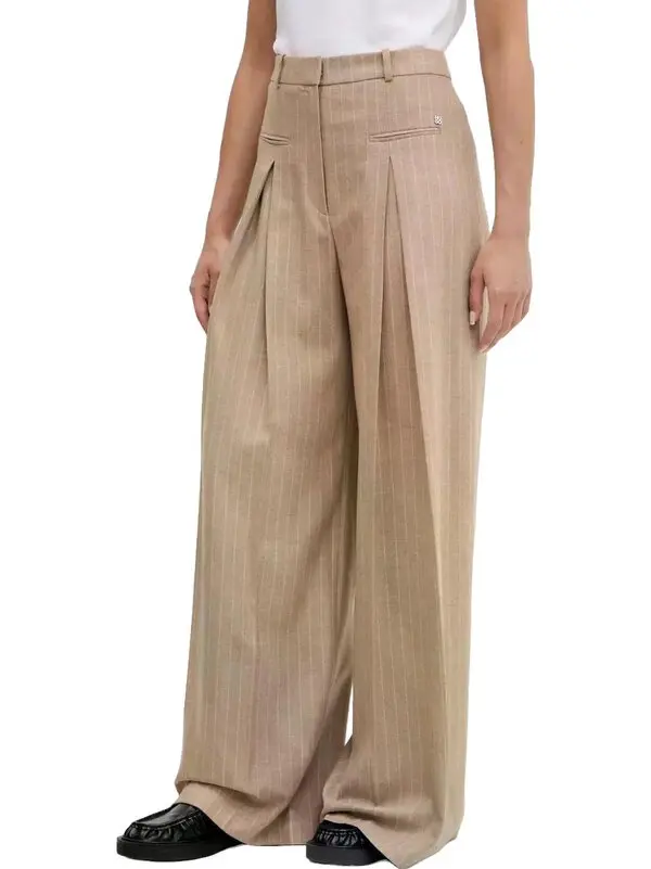 Hugo Pinstripe Pleated Trousers - Neutrals