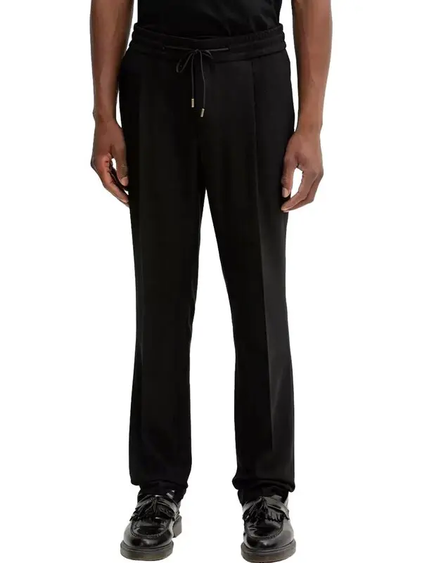 Hugo Herringbone Drawstring Trousers - Black