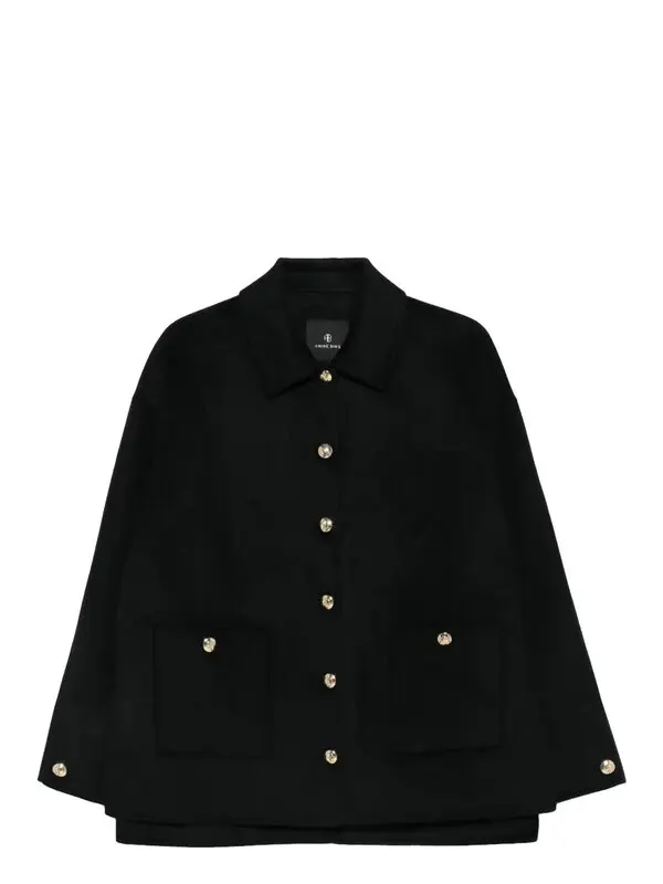 ANINE BING Button-fastening Patch-pocket Jacket - Black