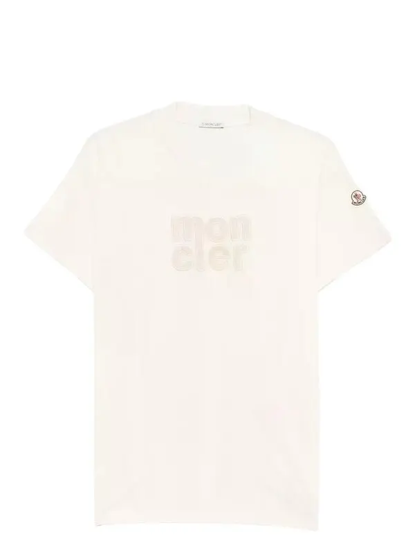 Moncler Logo-embroidered T-shirt - Neutrals