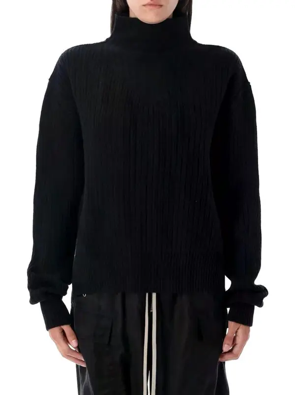 Rick Owens Turtleneck Ribbed Sweater - Black