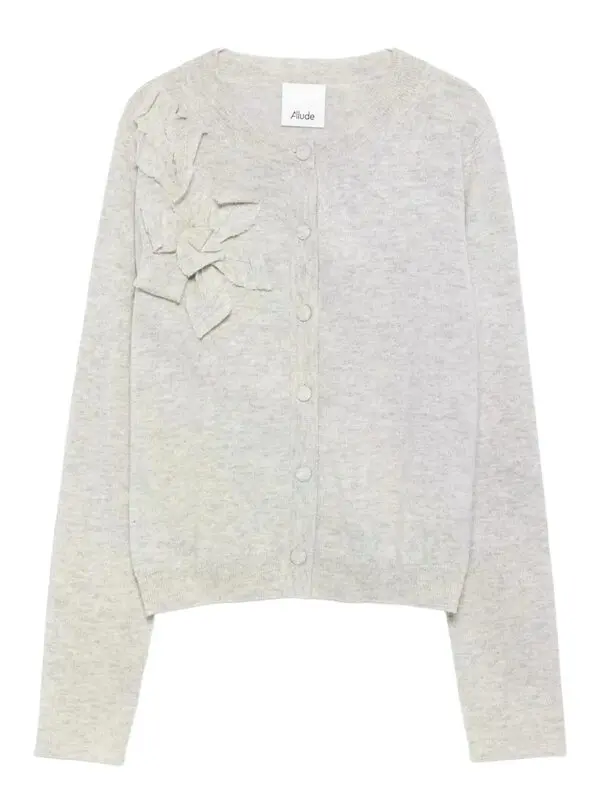 ALLUDE Flower-embellished Cardigan - Grey