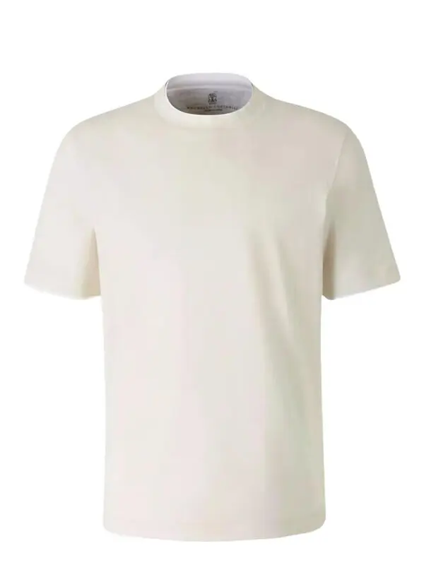 Brunello Cucinelli Ribbed-trim Cotton T-shirt - White