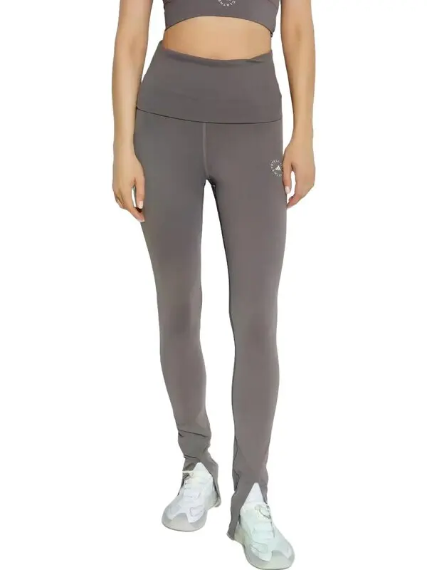 Adidas By Stella McCartney Logo-print Split-hem Leggings - Grey