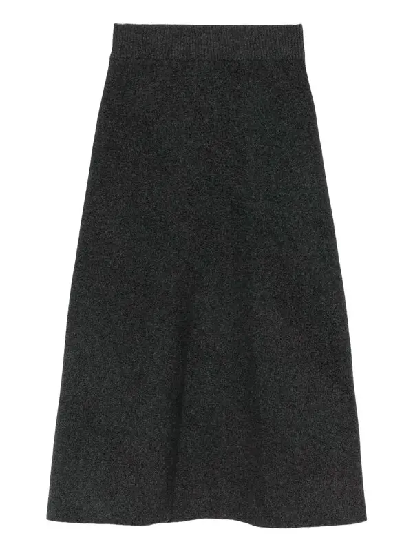 Agnona Knitted A-line Midi Skirt - Grey