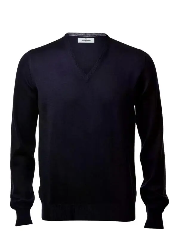 GRAN SASSO V-neck Wool Sweater - Blue