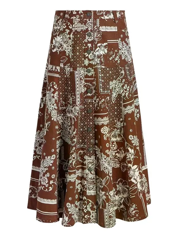 Cinq À Sept Paisley-print A-line Skirt - Brown