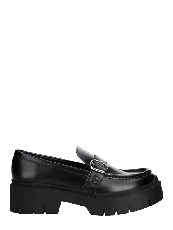 Hugo Buckle-detail Platform Loafers - Black
