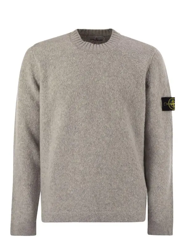 Stone Island Round-neck Jumper With Gauzy Texture - Grey