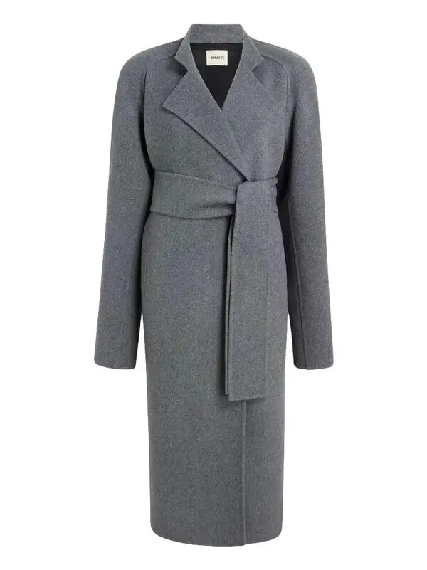Khaite Belted Single-breasted Wool Coat - Grey