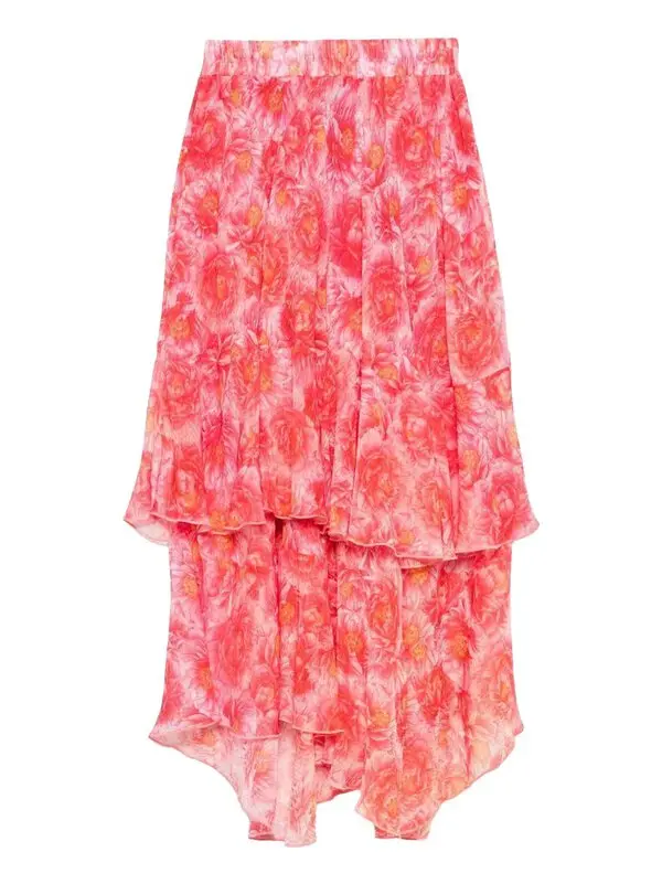 STYLAND Floral-print Ruffled Skirt - Pink