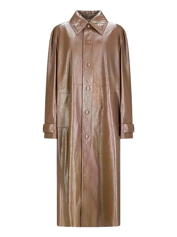 JIL SANDER Buttoned-up Leather Coat - Brown