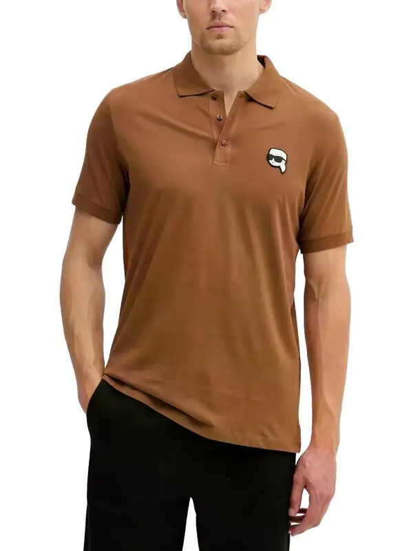 Karl Lagerfeld Ikon-patch Polo Shirt - Brown