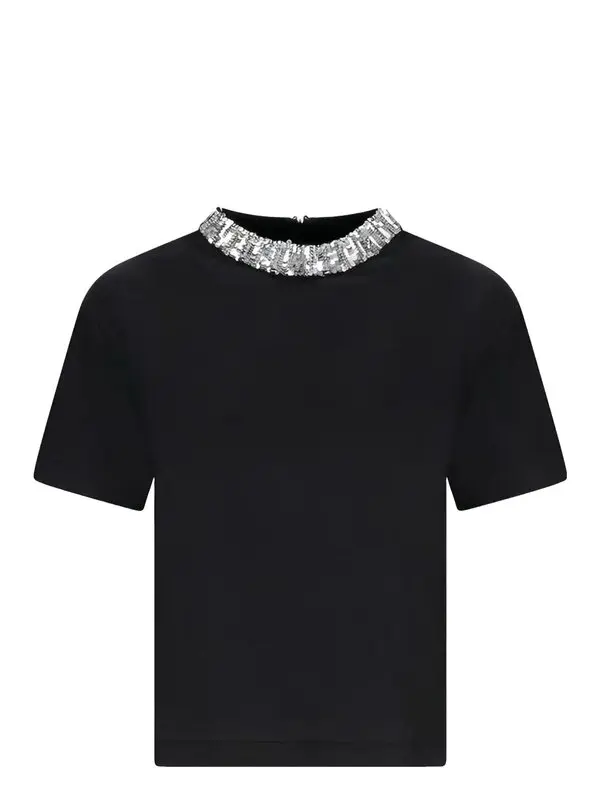 Valentino Garavani Embellished-neck T-shirt - Black