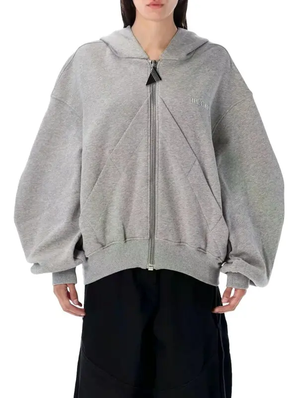 Attico Triangle-zip Hoodie - Grey
