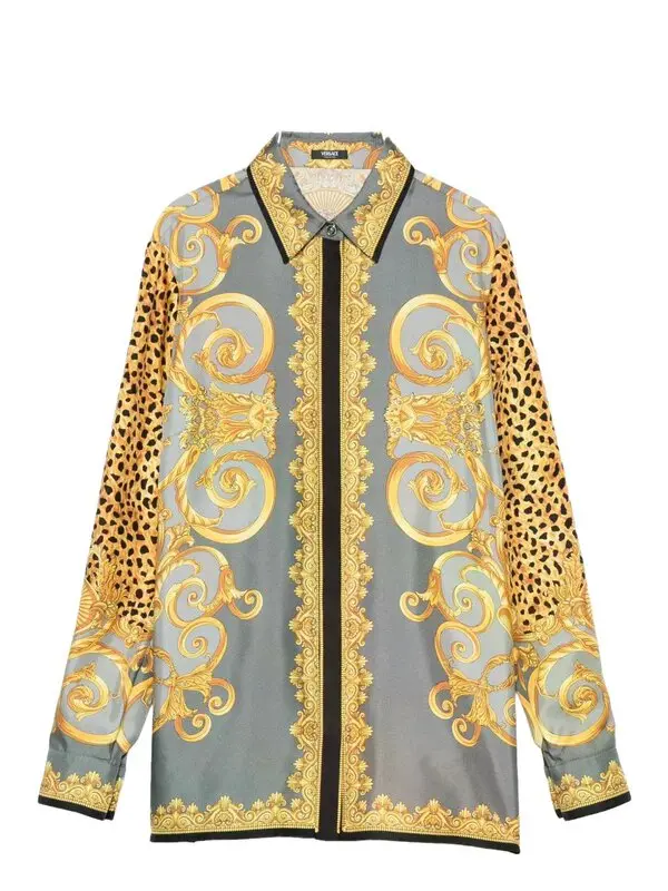 Versace Foulard-print Silk Shirt - Yellow