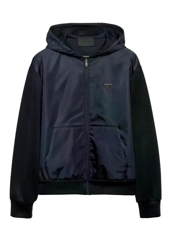 Prada Zip-up Jacket With Drawstring Hood - Blue