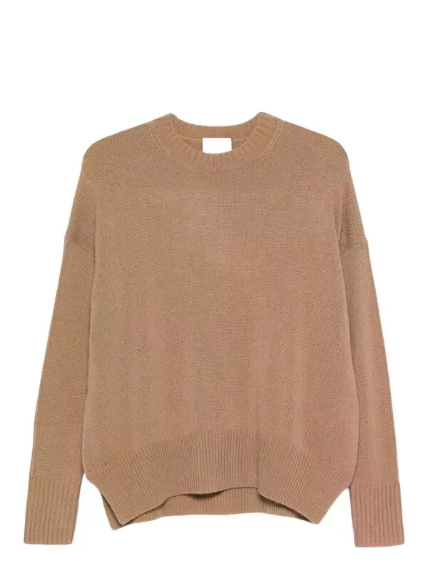 ALLUDE Crew-neck Cashmere Sweater - Brown