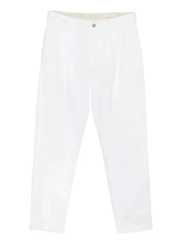 ORIGINAL VINTAGE Pleated-front Cotton-blend Trousers - White