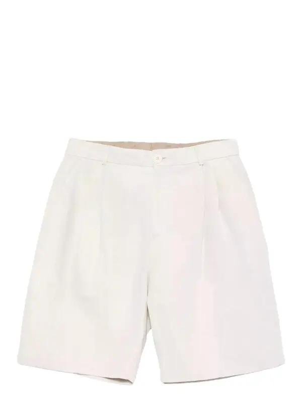 NOYOCO Cotton-linen Pleated Shorts - Neutrals