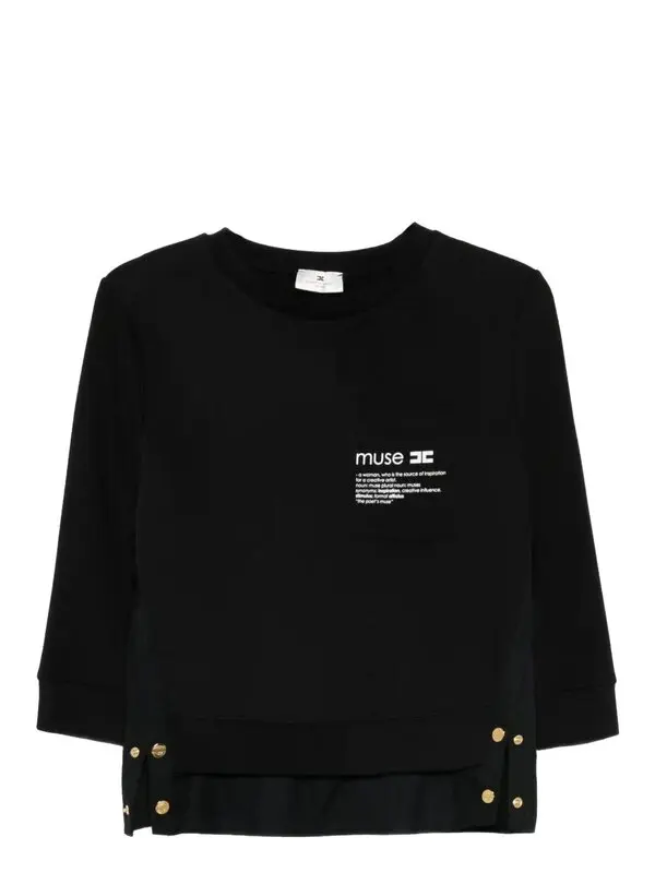 Elisabetta Franchi Button Detail T-shirt - Black