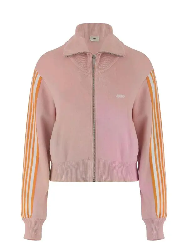 AUTRY Stripe-detail Zip-fastening Jacket - Pink