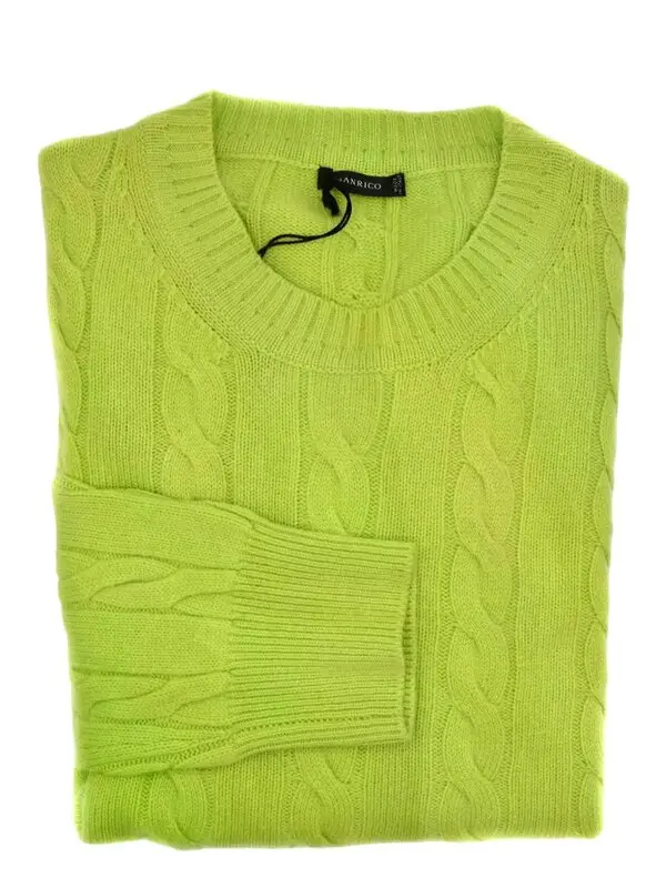 Manrico Cashmere Cashmere Cable Knit Sweater - Green