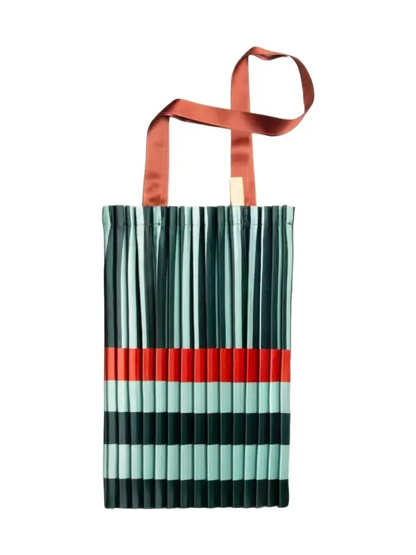 MULTITUDES BAGS Smeralda Pleated Striped Tote Bag - Green