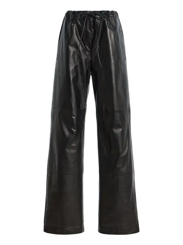 Proenza Schouler White Label Magnus Wide Leg Leather Pants - Black