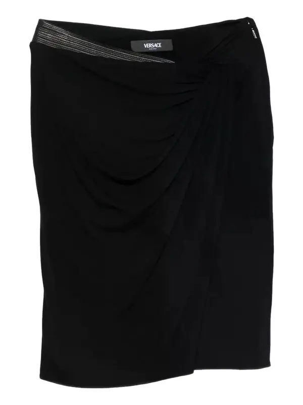 Versace Embellished Draped Skirt - Black