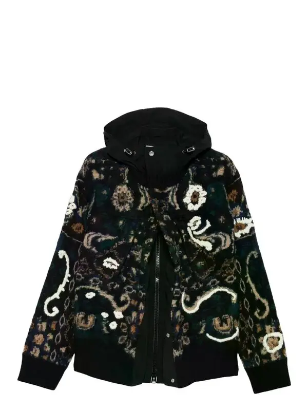 Sacai Floral-pattern Hooded Jacket - Blue