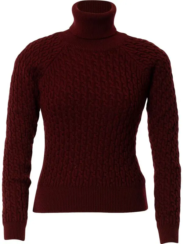 Lena Hoschek Lucy Cable-knit Turtleneck Sweater - Burgundy