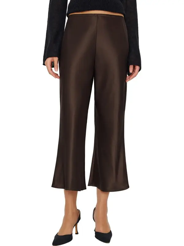 REFORMATION Gale Satin Capri Pant - Brown
