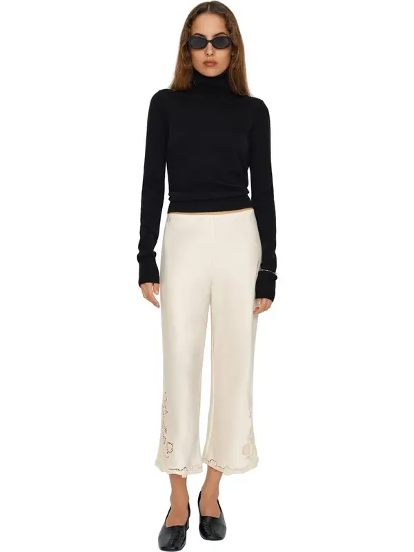 REFORMATION Gale Satin Capri Pant - Ivory