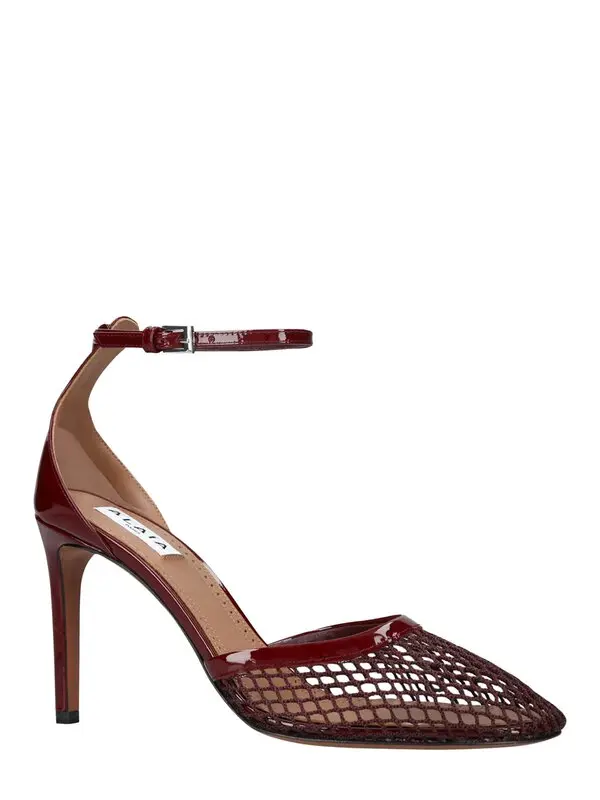 Alaïa Leather-mesh Ballerina Pumps 90 - Burgundy