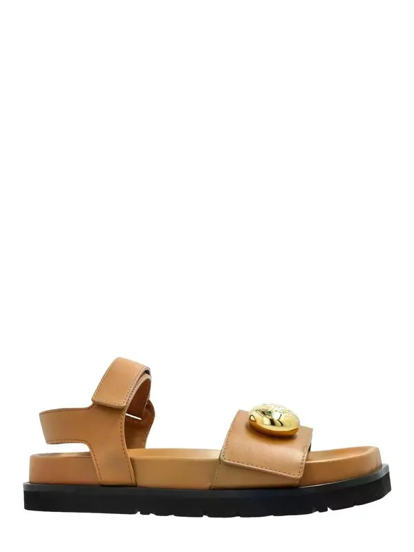 Loewe Leather Button-embellished Sandals - Brown