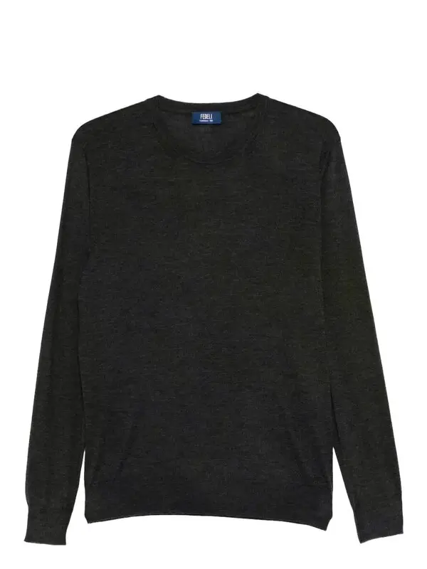 Fedeli Round Neck Long Sleeve T-shirt - Grey