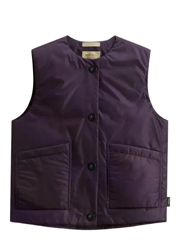 Woolrich Quilted Button Vest - Purple