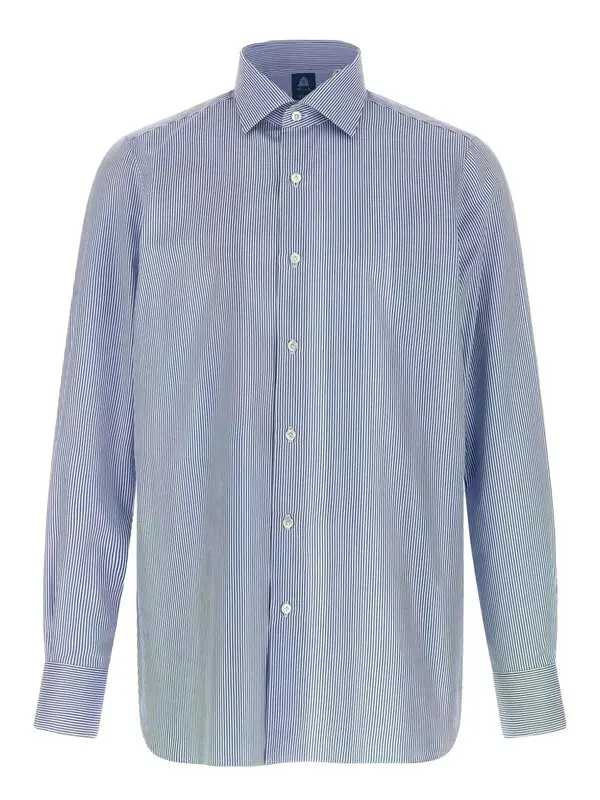 FINAMORE 1925 Striped Button-cuffed Shirt - Blue