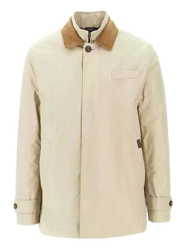 FAY Corduroy-collar Jacket - Neutrals