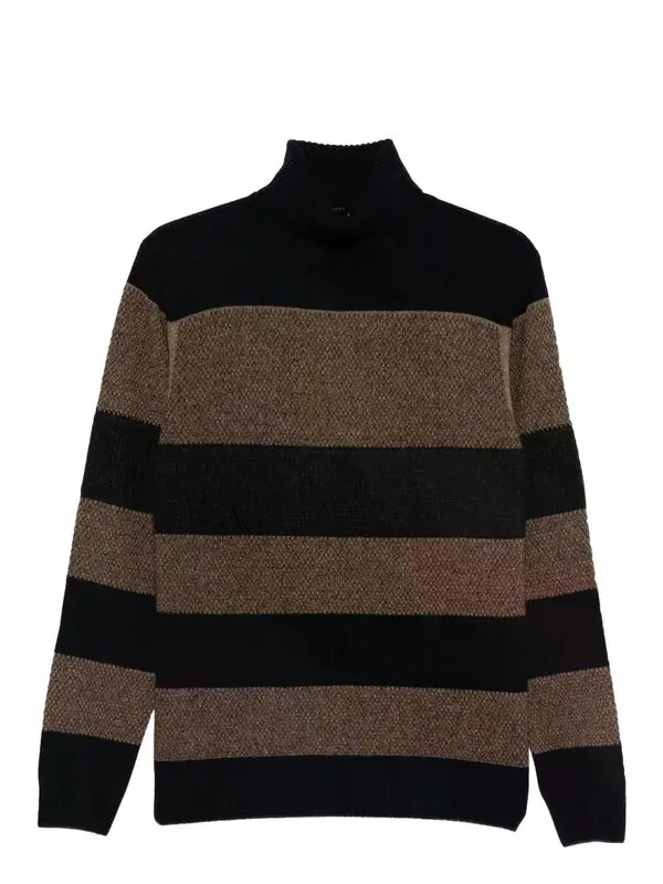 BARBA NAPOLI Turtleneck Striped Wool Sweater - Blue