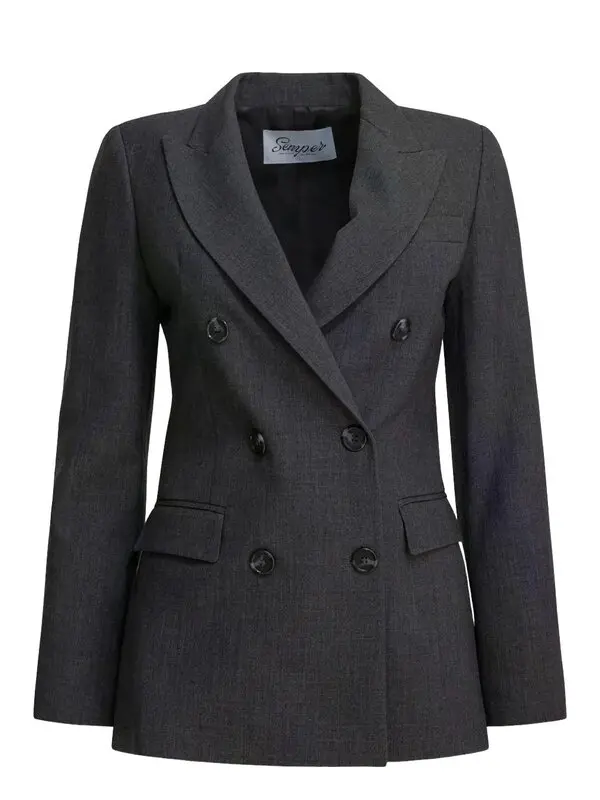 SEMPER Double-breasted Blazer With Pockets - Grey